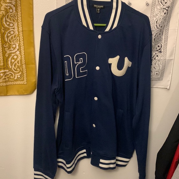 True Religion | Jackets & Coats | True Religion Varsity Jacket Blue ...
